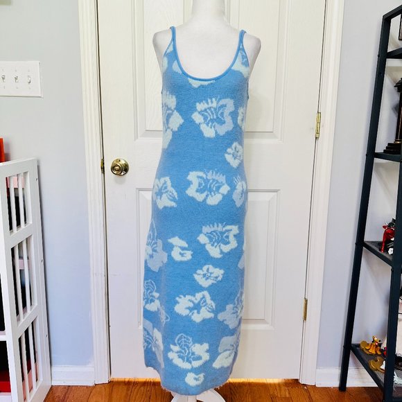 Source Unknown | Dresses | Fuzzy Fluff Blue Cutout Sexy Back Bodycon ...